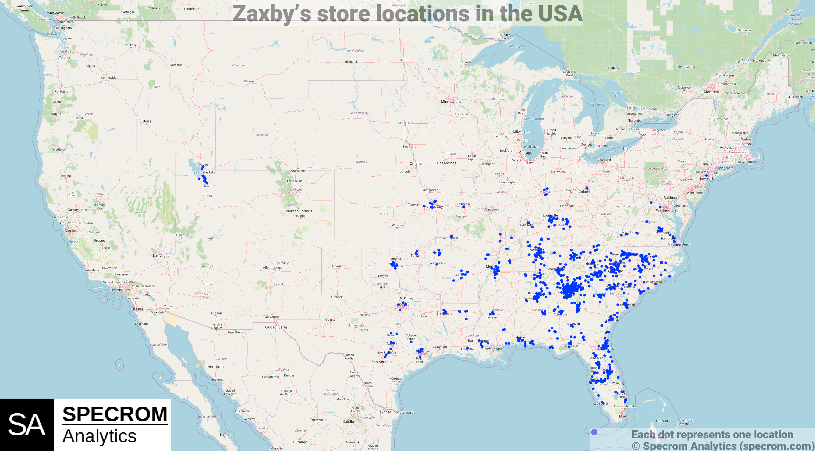 Zaxby's store locations in the USA | specrom.com · Specrom Analytics